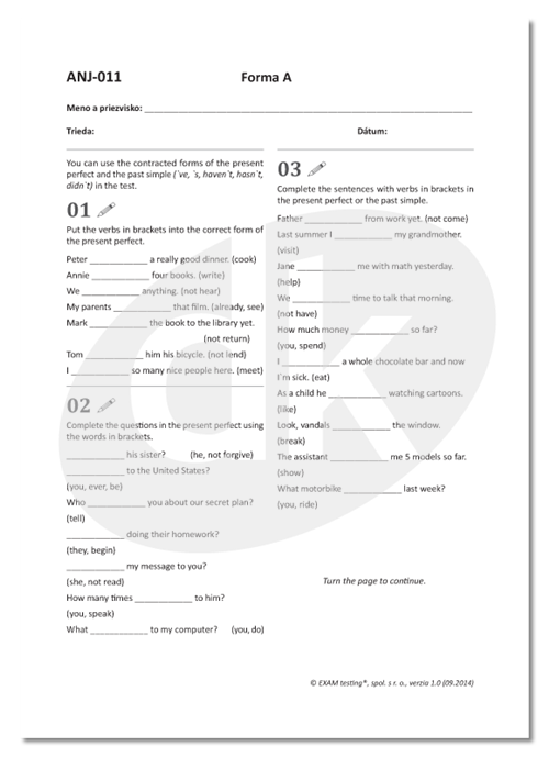 ANJ-011 Jednoduchý predprítomný čas | datakabinet.sk