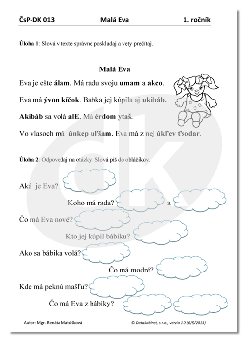 Malá Eva - čítanie s porozumením | datakabinet.sk