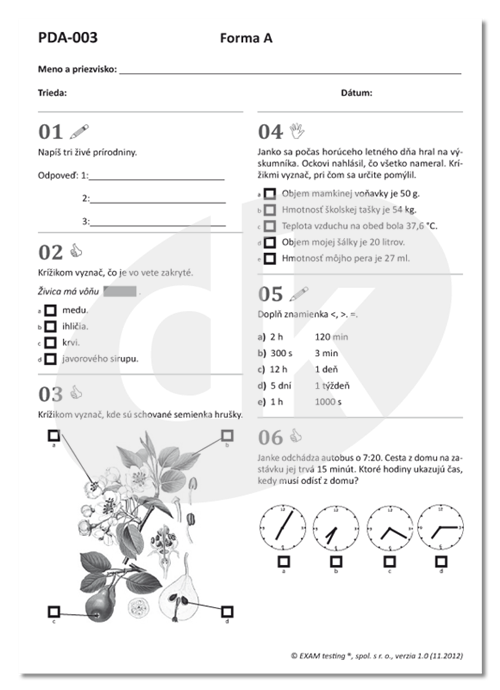 Test PDA-003 Rastliny, vesmír, technika | datakabinet.sk