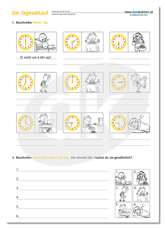Der Tagesablauf | datakabinet.sk
