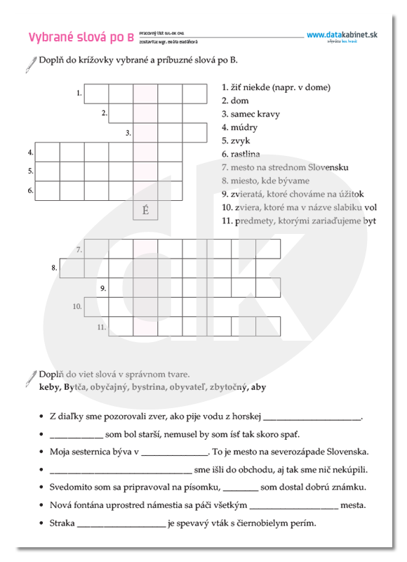 Vybrané slová po B | datakabinet.sk