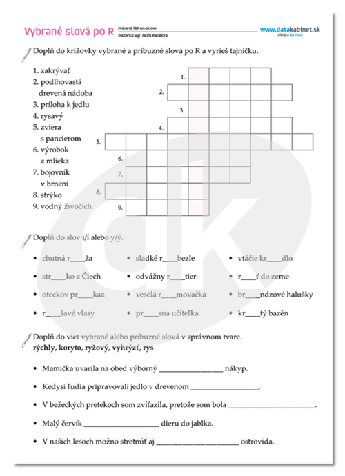 Vybrané slová po R | datakabinet.sk