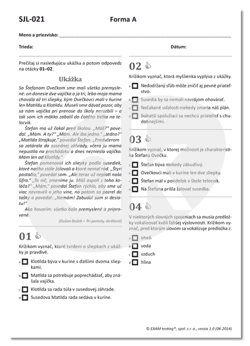Test SJL-021 (6. ročník) | datakabinet.sk