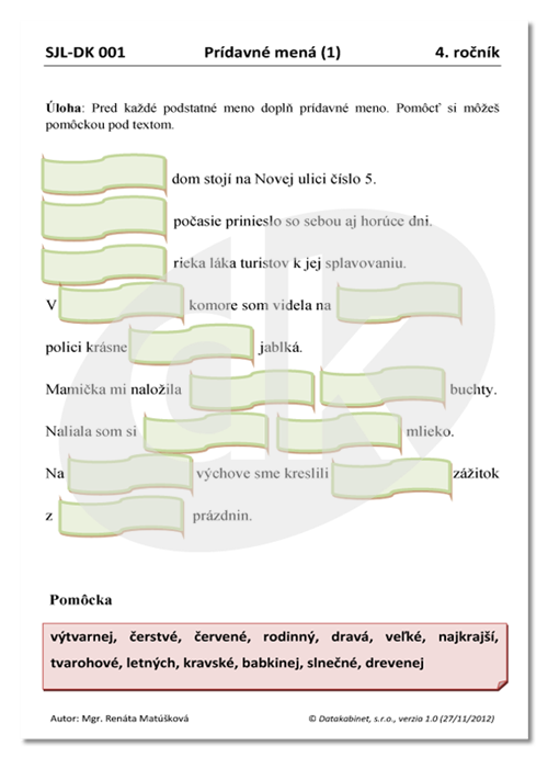 Prídavné mená | datakabinet.sk