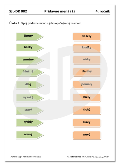 Prídavné mená | datakabinet.sk