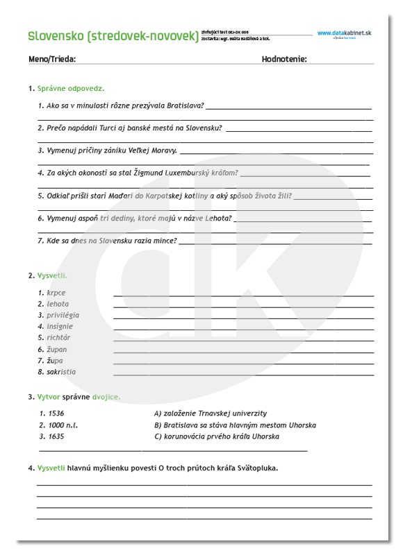 Slovensko (stredovek - novovek) | datakabinet.sk