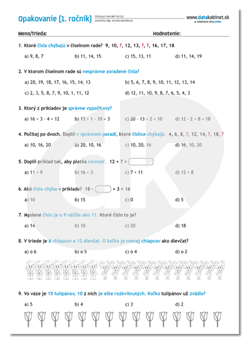 Opakovanie (1. ročník) | datakabinet.sk