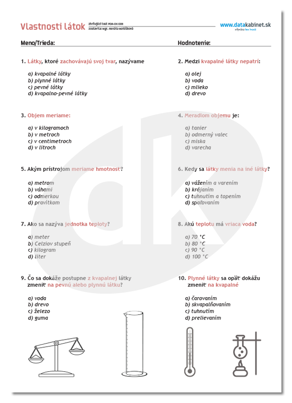 Vlastnosti látok | datakabinet.sk