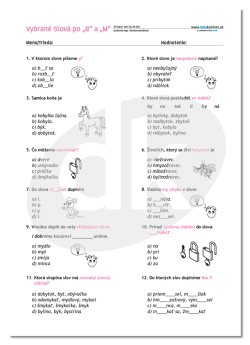 Vybrané Slová po „B“ a „M“ | datakabinet.sk