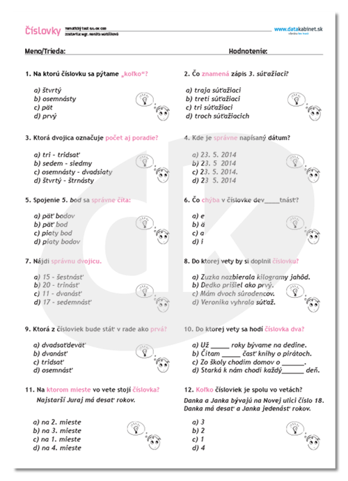 Číslovky | datakabinet.sk