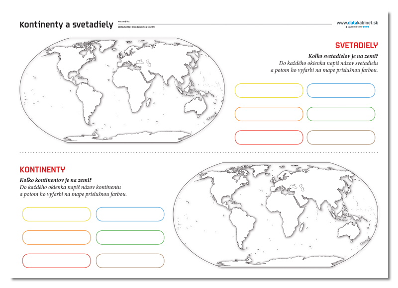 Kontinenty a svetadiely | datakabinet.sk